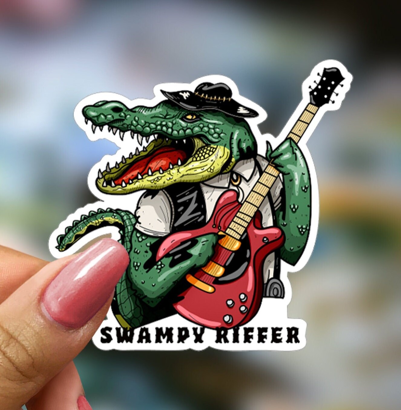 Alligator Sticker, Fun Animal Stickers, Music Gift, Rock N Roll, Guitar ...