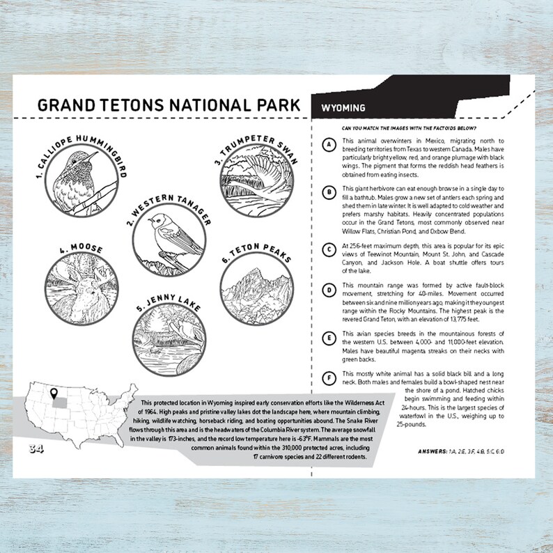 Grand Tetons National Park Coloring Page, Printable Coloring Pages ...