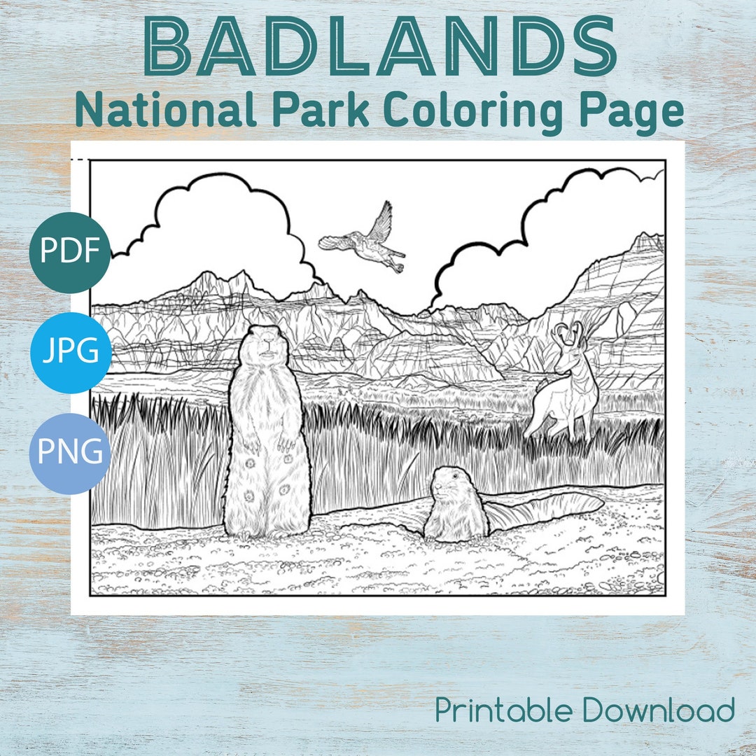 Badlands National Park Coloring Page, Printable Coloring Pages, Instant ...
