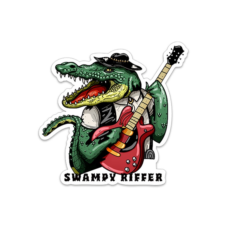 Alligator Sticker, Fun Animal Stickers, Music Gift, Rock N Roll, Guitar ...