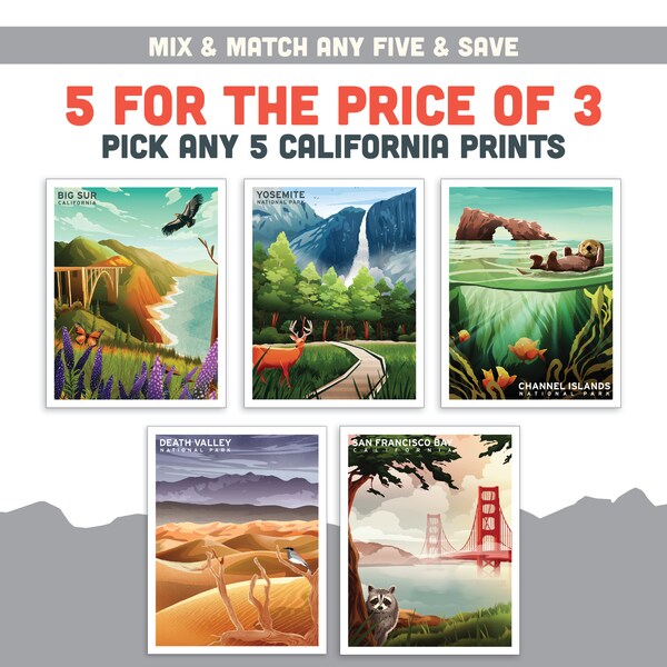 California Travel Poster - Etsy