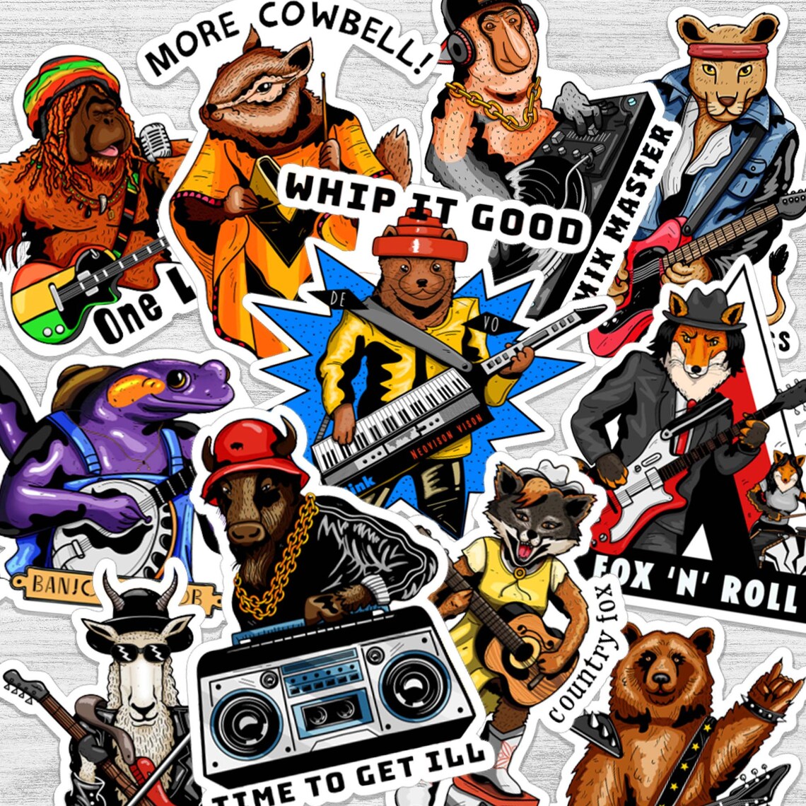 Alligator Sticker, Fun Animal Stickers, Music Gift, Rock N Roll, Guitar ...