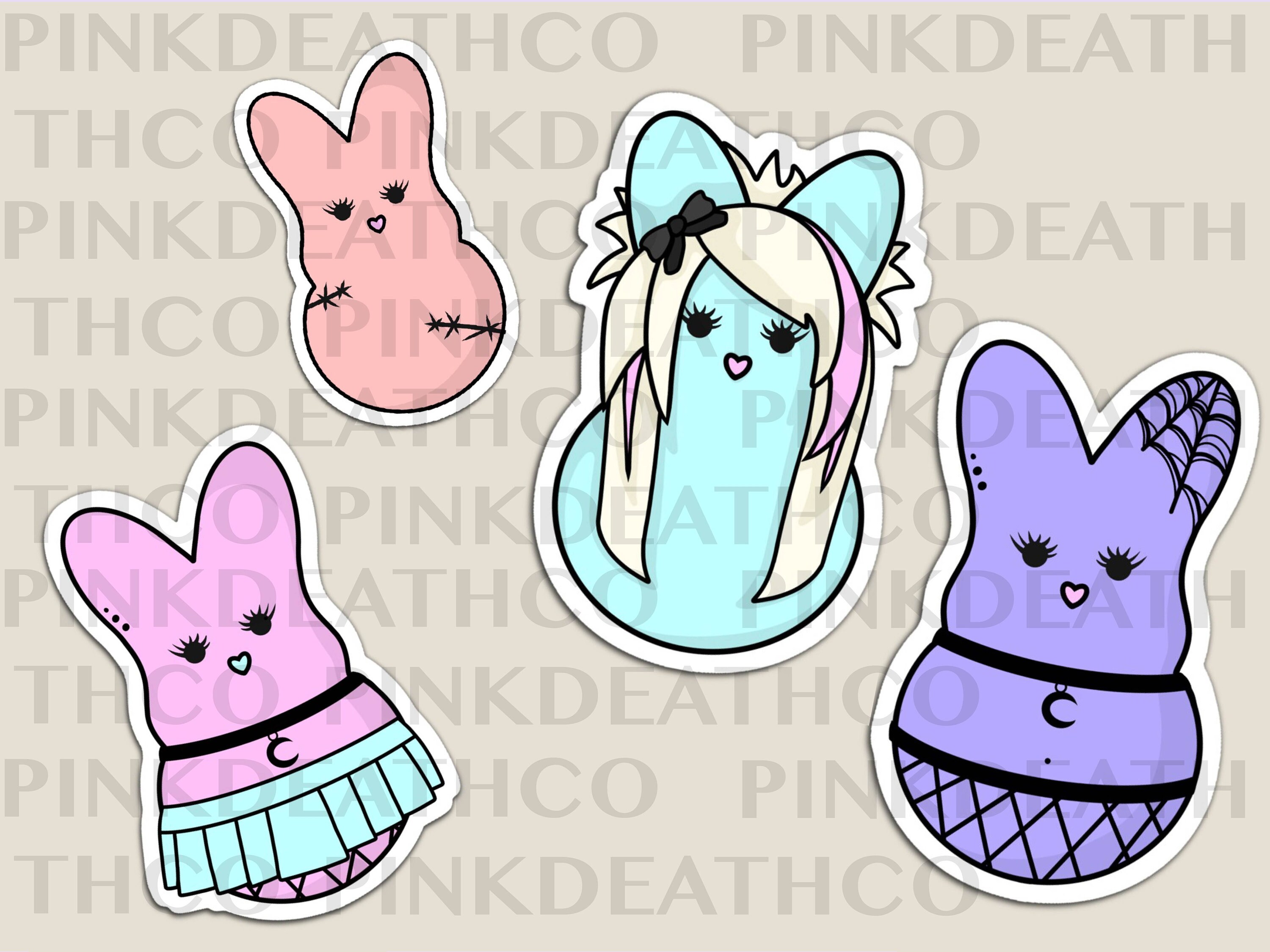 Pastel Emo Peeps Digital Clipart Bundle 35 PNG Files: Bunny, Easter ...