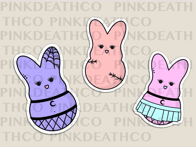 Pastel Emo Peeps Digital Clipart Bundle 35 PNG Files: Bunny, Easter ...