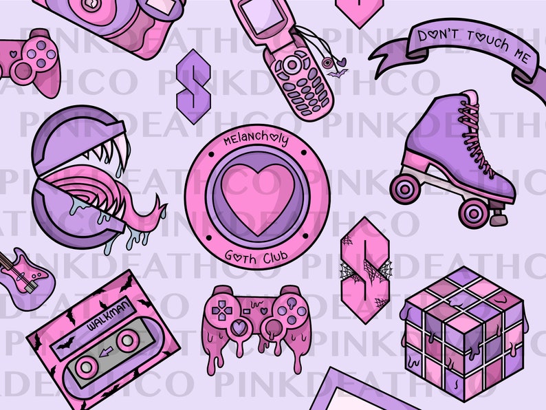 Pastel 90's Goth Baby Digital Clipart Bundle Hand-drawn - Etsy