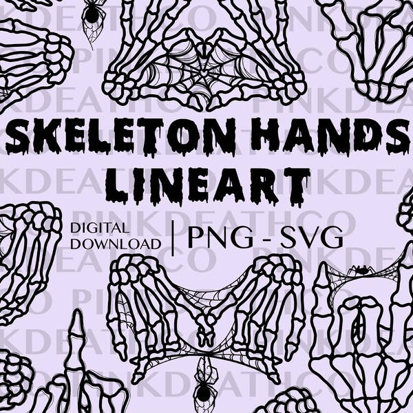 Skeleton Hand Lineart - Etsy