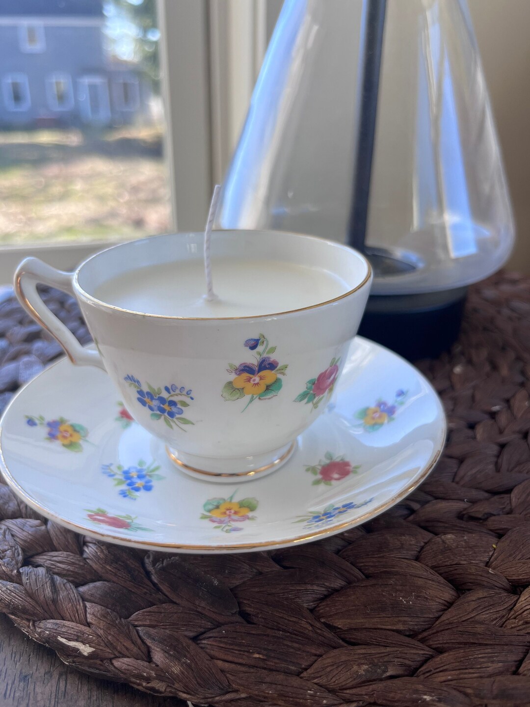 Coastal Blooms Teacup Candle, Cottagecore Decor, Ocean Candle, Gift for ...