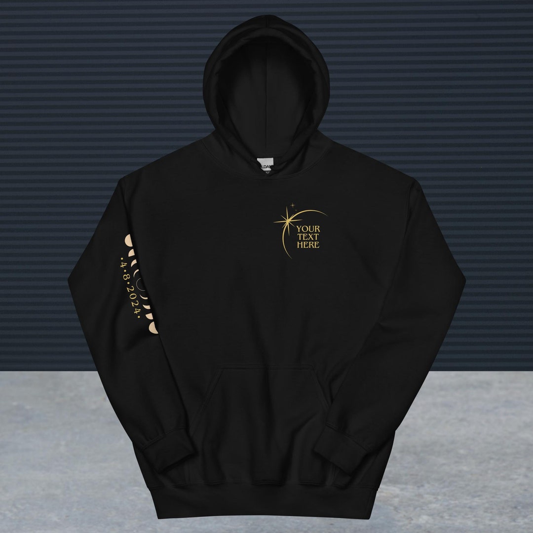 Customizable Solar Eclipse 2024 With Sleeve Print Sweatshirt Hoodie ...