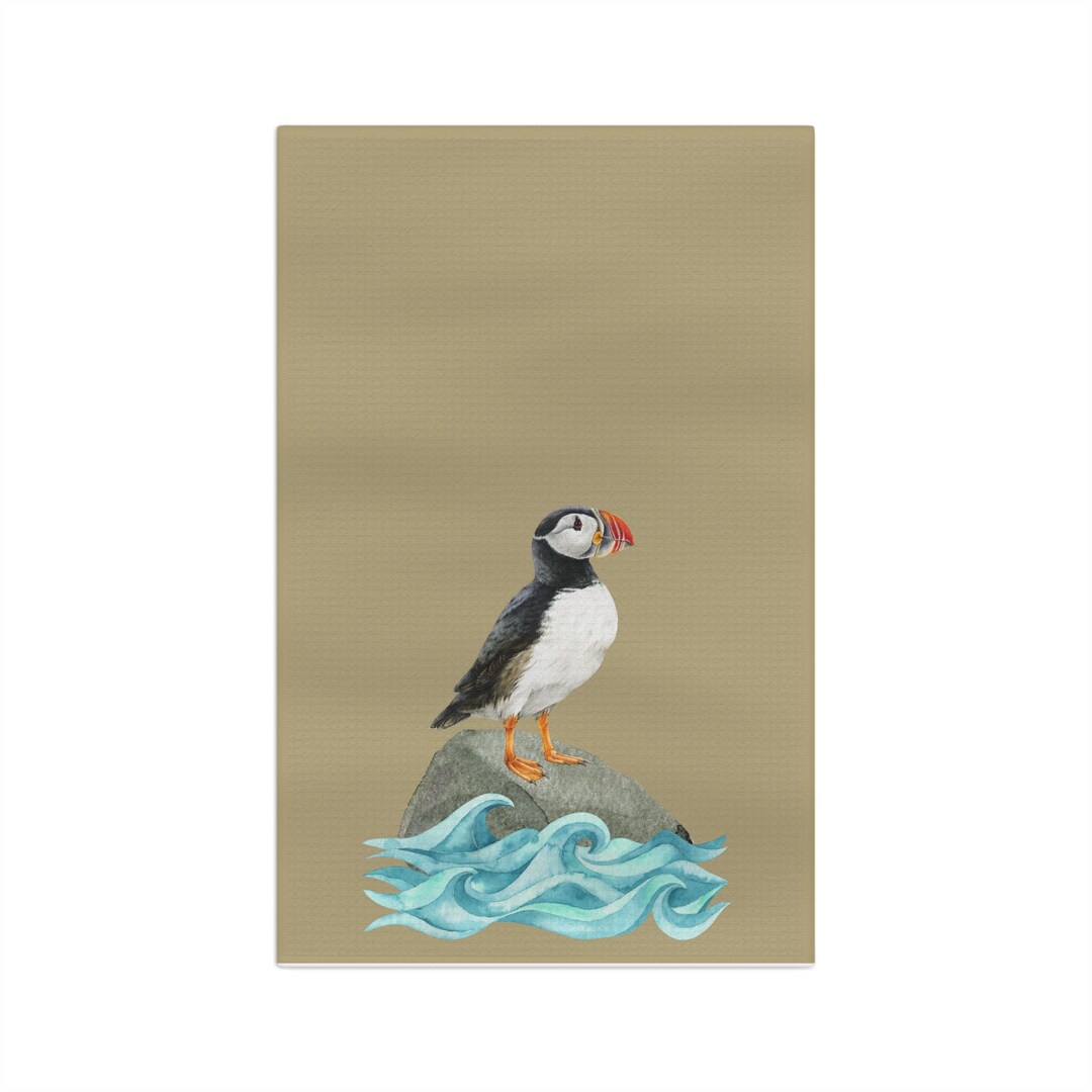 Nautical Coastal Puffin Microfiber Tea Towel, Summer Ocean Beach House ...