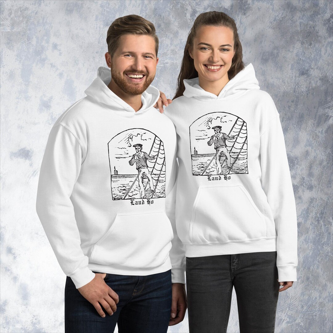 Schooner Ocean Map Hoodie, Nautical Sailboat Hoodie, Coastal Summer ...