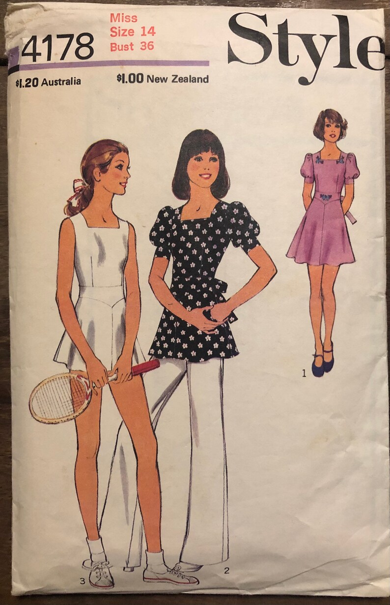 70s Tennis Dress Tunic Top Panties Sewing Pattern Style 4178 Size 14 - Etsy