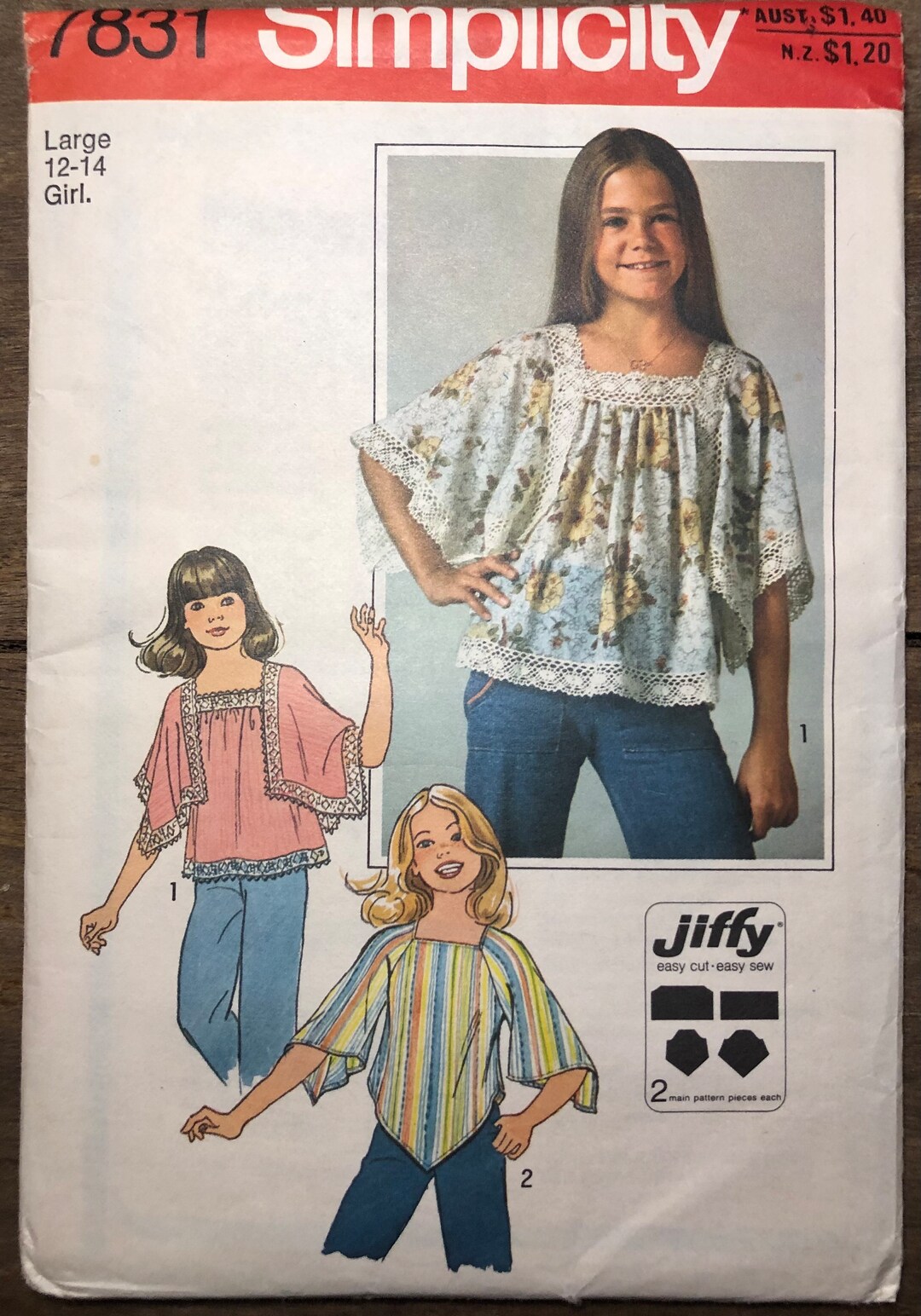 Vintage 1970s Girls Kaftan Blouse Sewing Pattern Simplicity 7831 Size ...