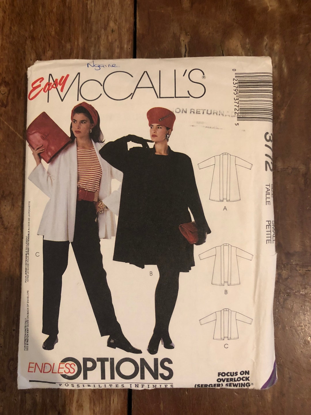 80s Swing Coat Jacket Sewing Pattern Mccalls 3772 Size Small - Etsy