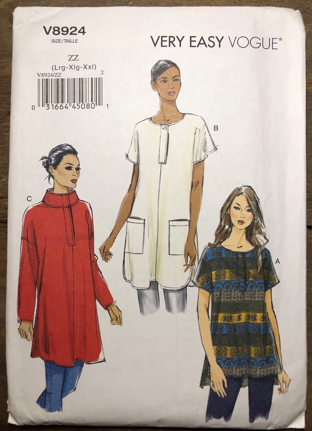 High Collar Tunic Sewing Pattern Vogue V8924 Size L XL XXL - Etsy