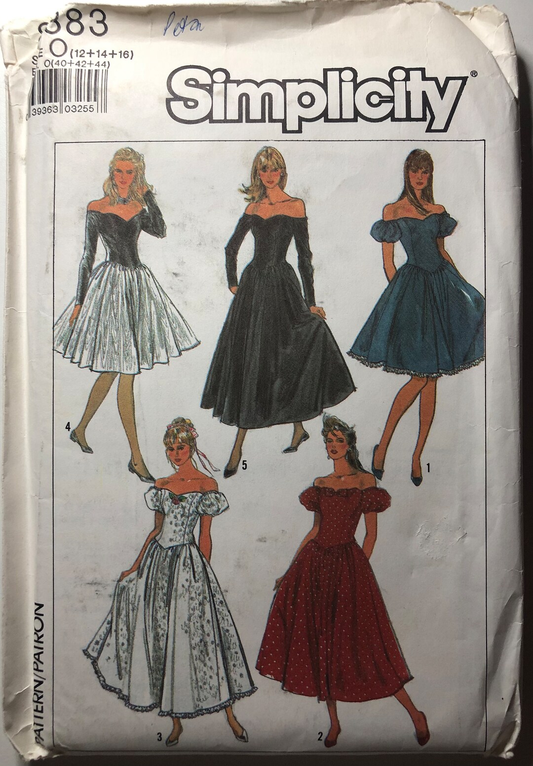 80s off Shoulder Sweetheart Antebellum Dress Sewing Pattern Simplicity ...