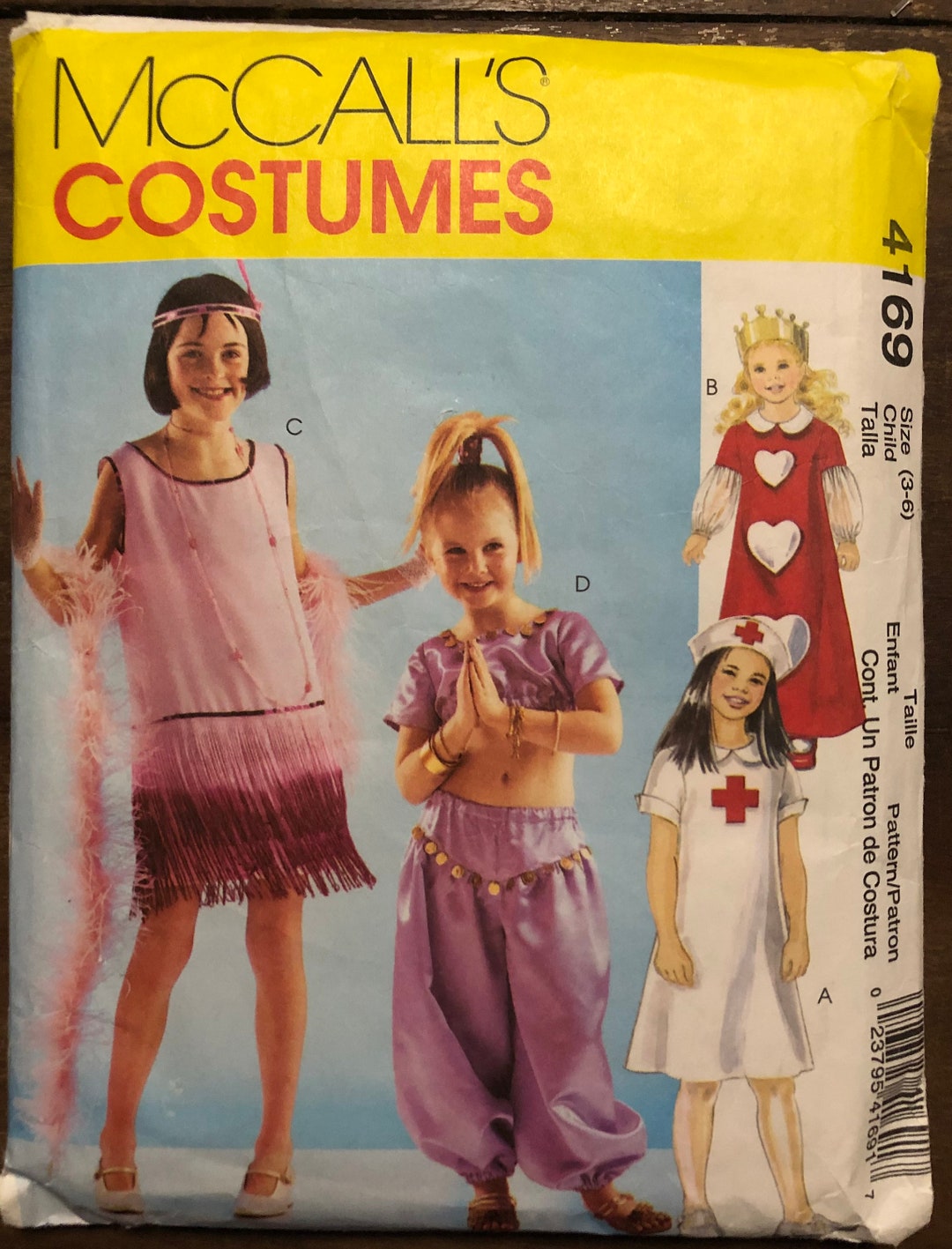 Girls Genie Flapper Nurse Queen of Hearts Costume Sewing Pattern Size 3 ...