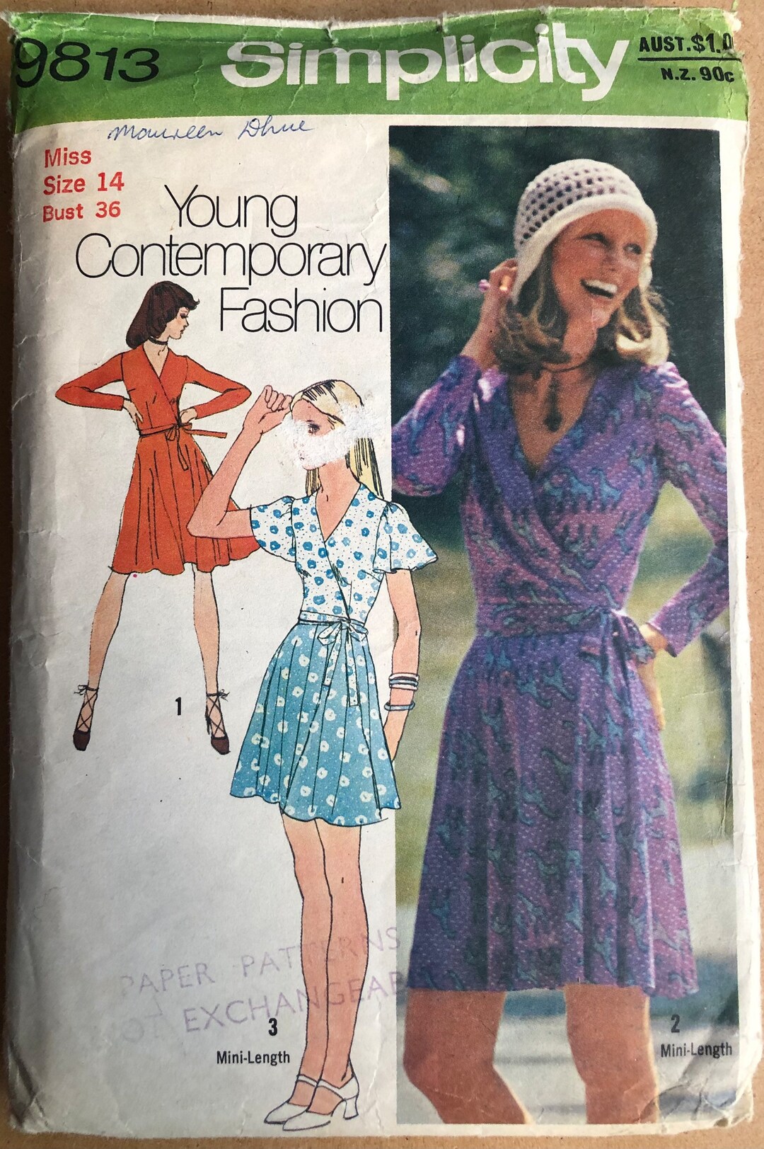 70s Wrap Top Flared Skirt Sewing Pattern Simplicity 9813 Size 14 waist ...