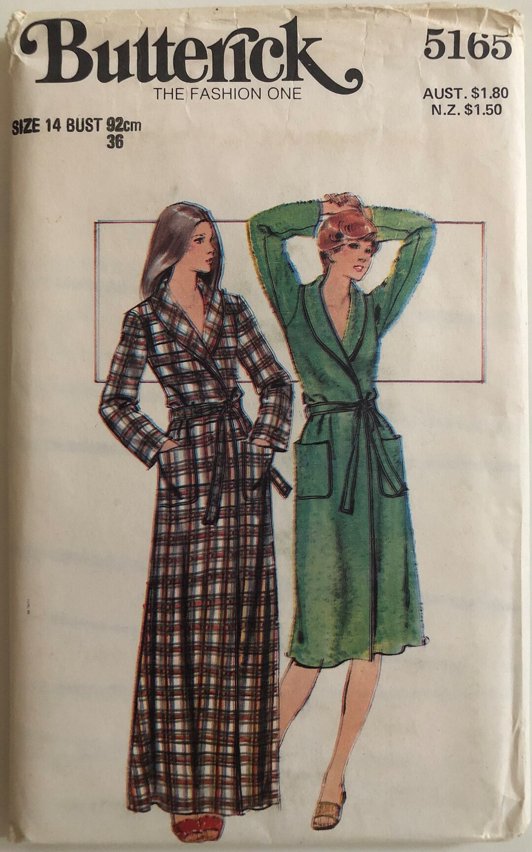Vintage Bathrobe Dressing Gown Sewing Pattern Butterick 5165 Size 14 - Etsy