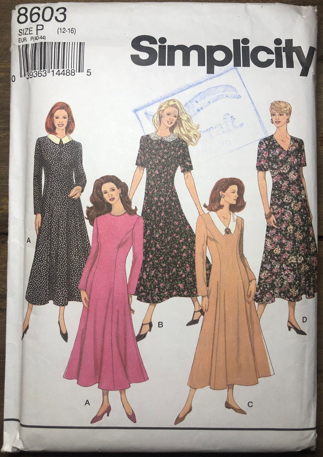 90s Princess Seam Fit and Flare Dress Sewing Pattern Simplicity 8603 Size 12 14 16 - Etsy UK