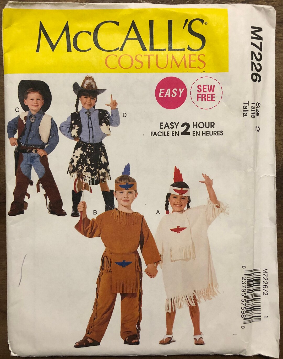 Kids Cowboys & Indians Costume Mccalls M7226 Size 2 5 6 - Etsy