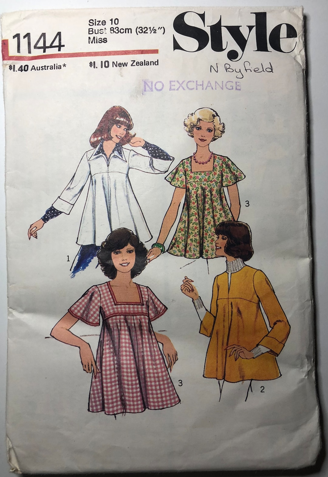 70s Peasant Smock Sewing Pattern Style 1144 Size 10 - Etsy