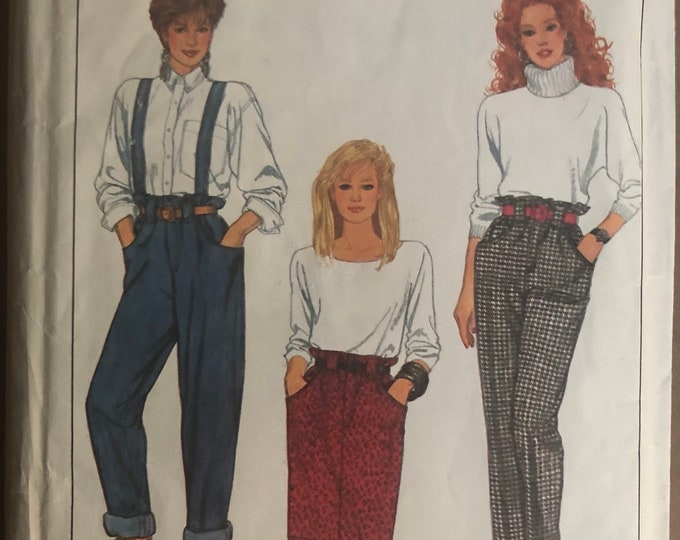 80’s High Waist Pants Suspenders Sewing Pattern Simplicity 8870 Size 6 ...