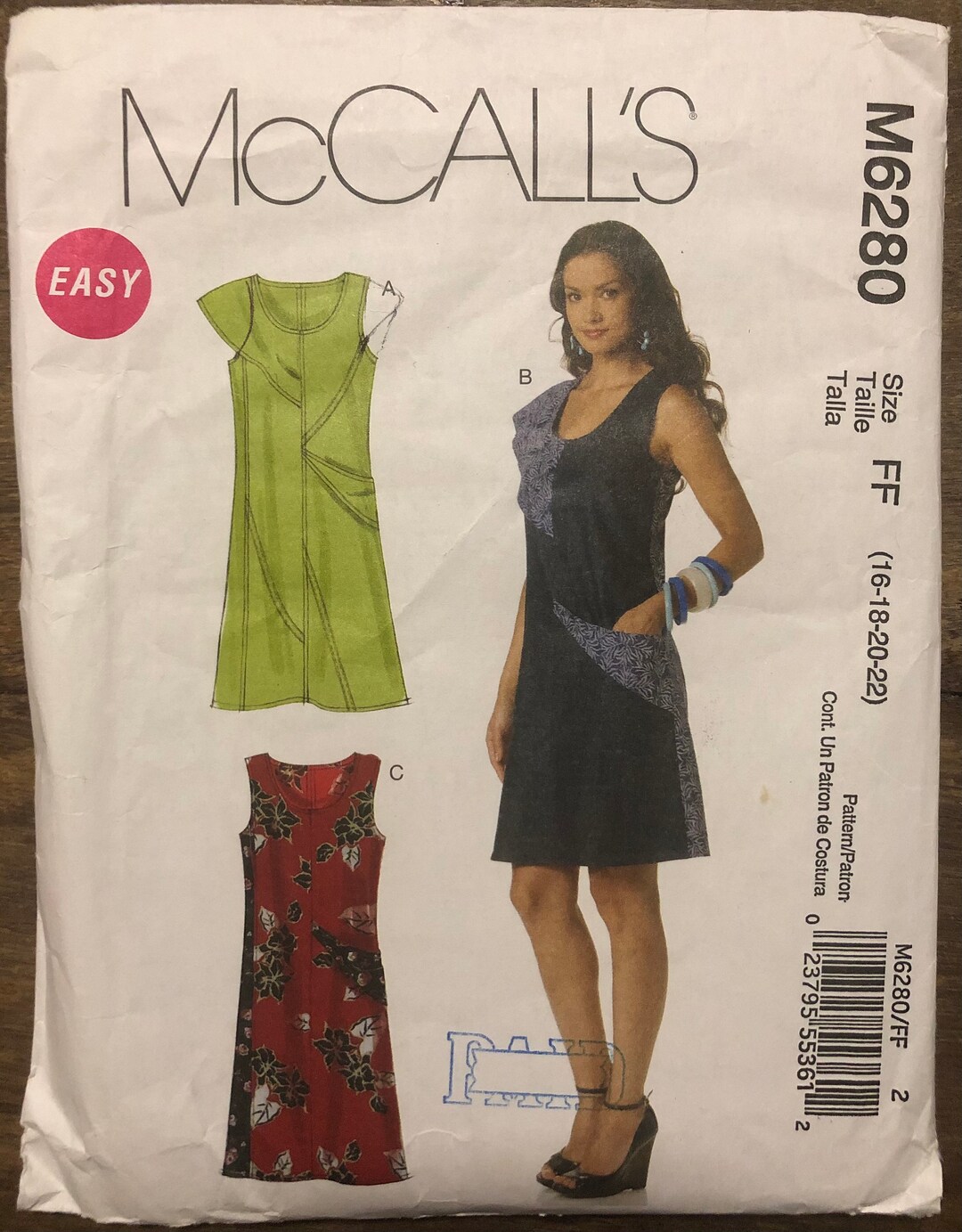 Asymmetrical Dress Sewing Pattern Mccalls M6280 Size 16 18 20 22 - Etsy