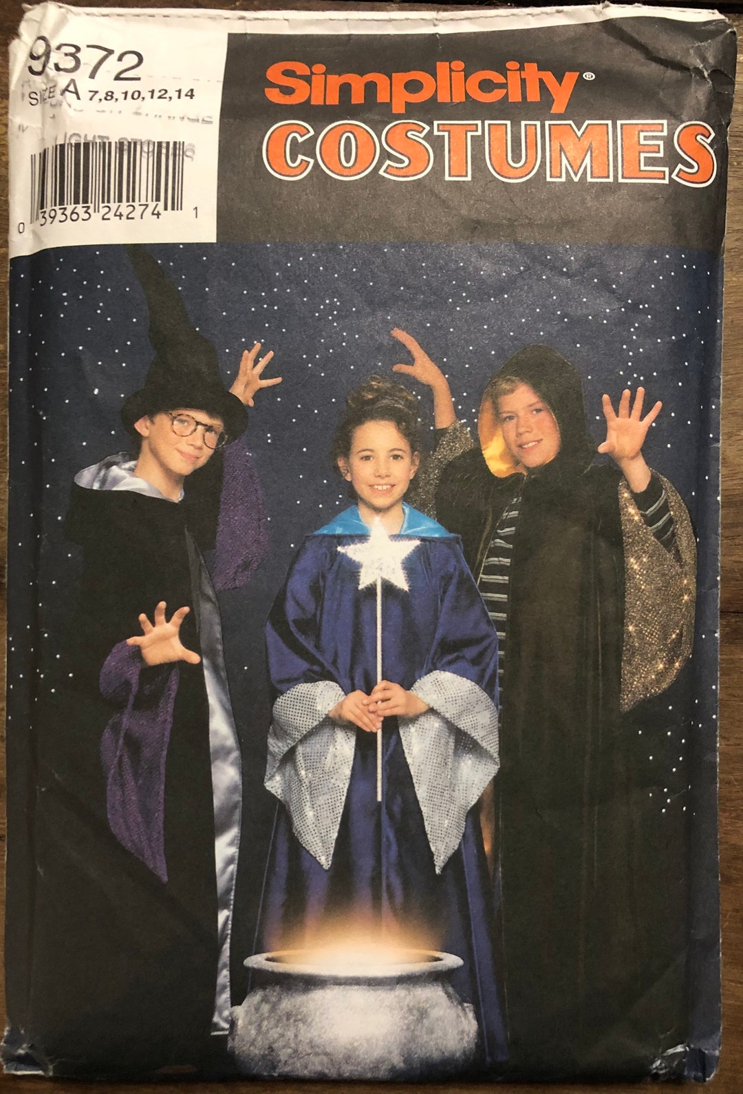 Kids Witch Wizard Costume Sewing Pattern Simplicity 9372 Size 7 - Etsy