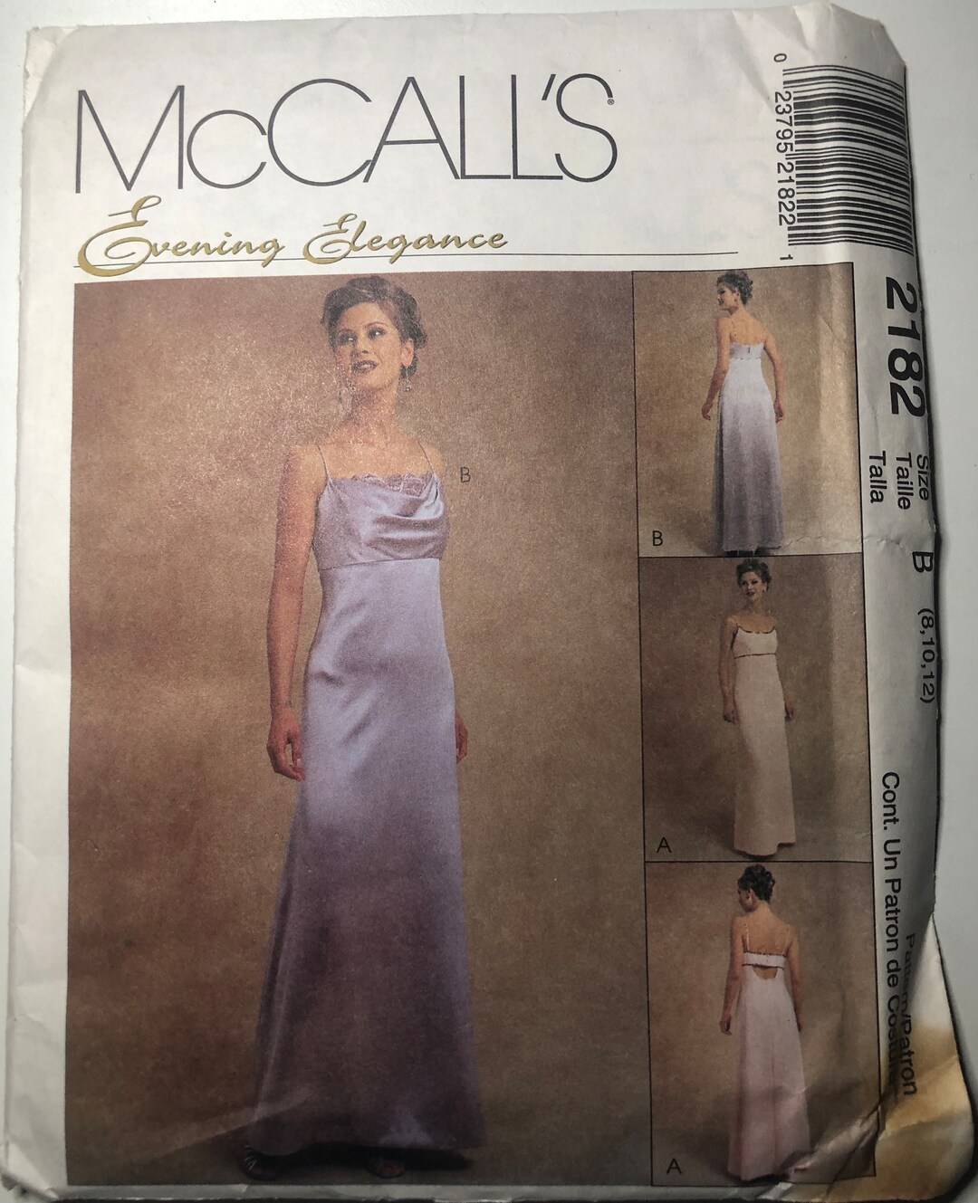 Y2K 90’s Cowl Neck Evening Dress Sewing Pattern Mccall’s 2182 - Etsy