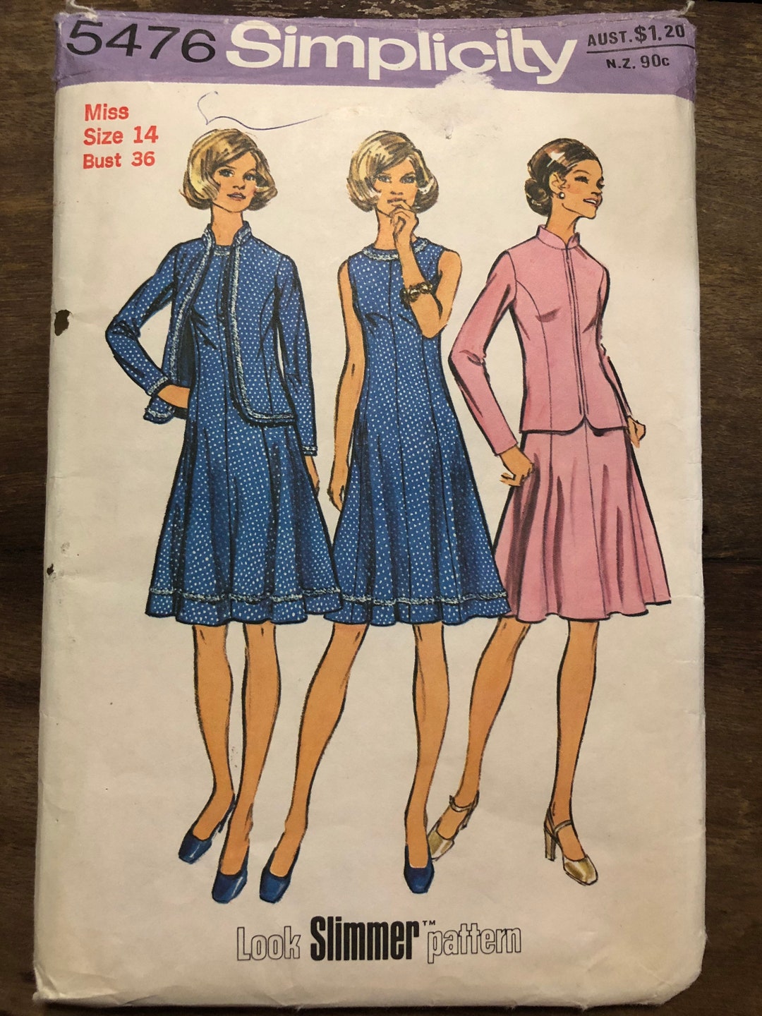70’s Dress Jacket Suit Simplicity Sewing Pattern 5476 Size 14 - Etsy