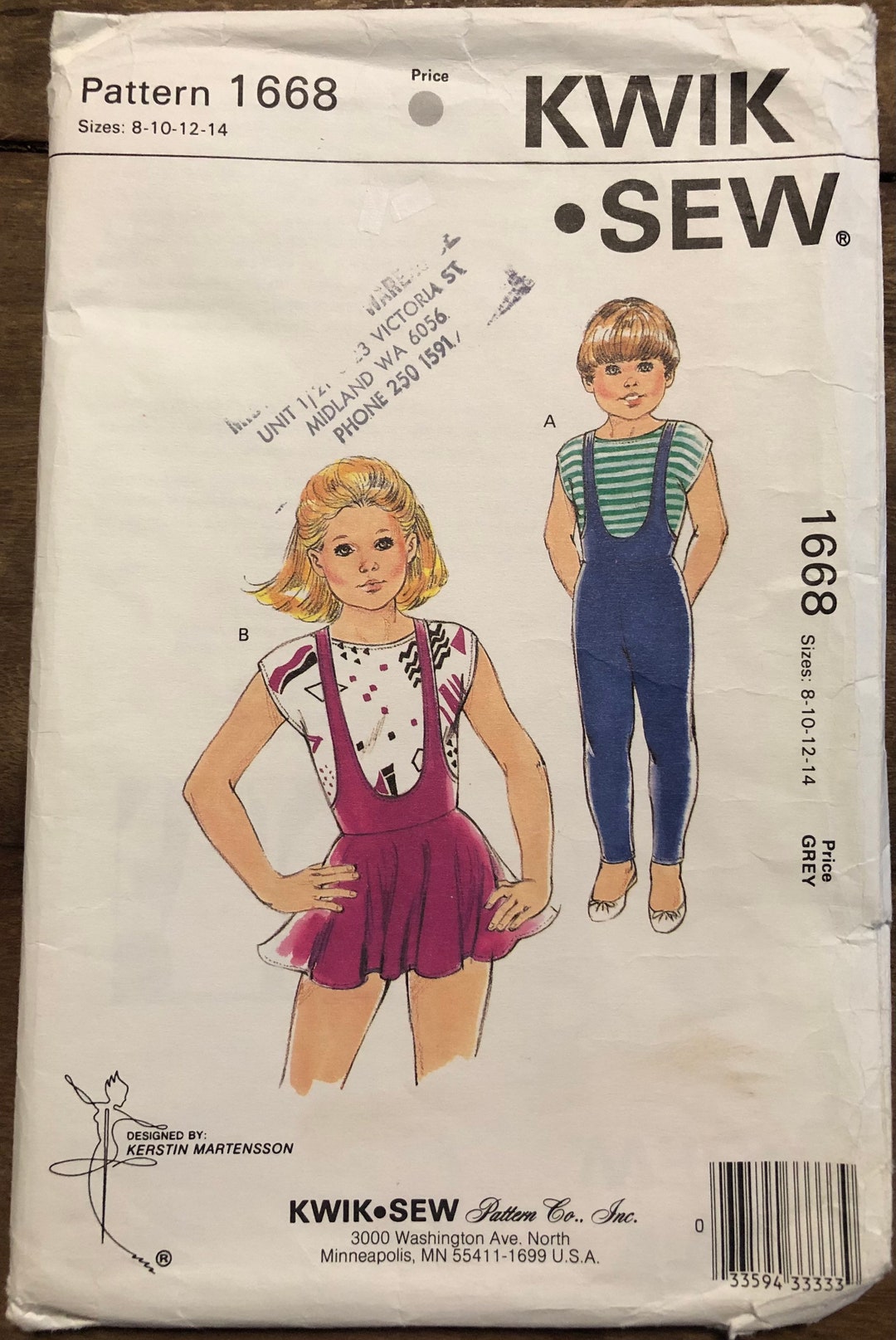 Kids Leotard Dance Costume Sewing Pattern Kwik Sew 1668 Size 8 10 12 14 ...