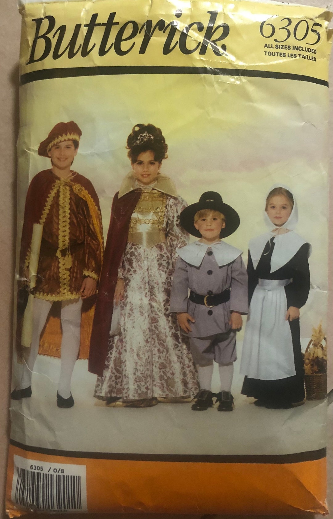 Medieval Tudor Pioneer Kids Costume Sewing Pattern Butterick 6305 - Etsy