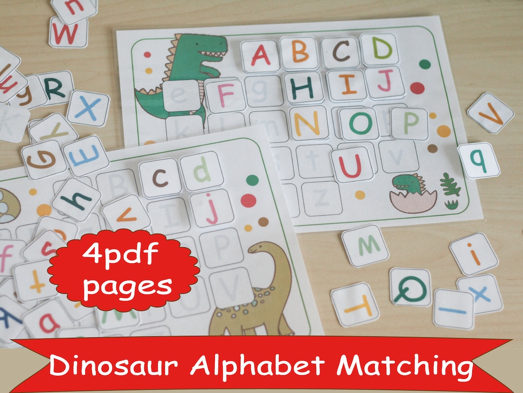Alphabet Matching Activity ,dinosaur Alphabet Maching,uppercase and ...