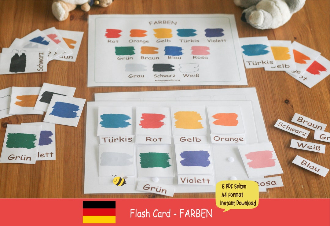 Farben Flash Card Montessori Wort Karten Instant Download ...