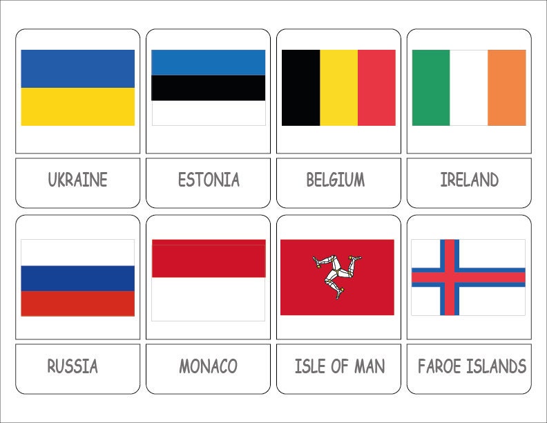 Printable Flags of 52 Countries of Europe Flashcards Instant Download 3 ...