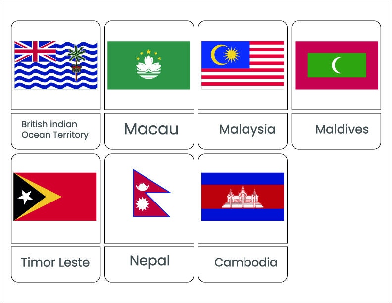 Pritable Flags of Countries of Asia Flag Digital Download World Nations ...