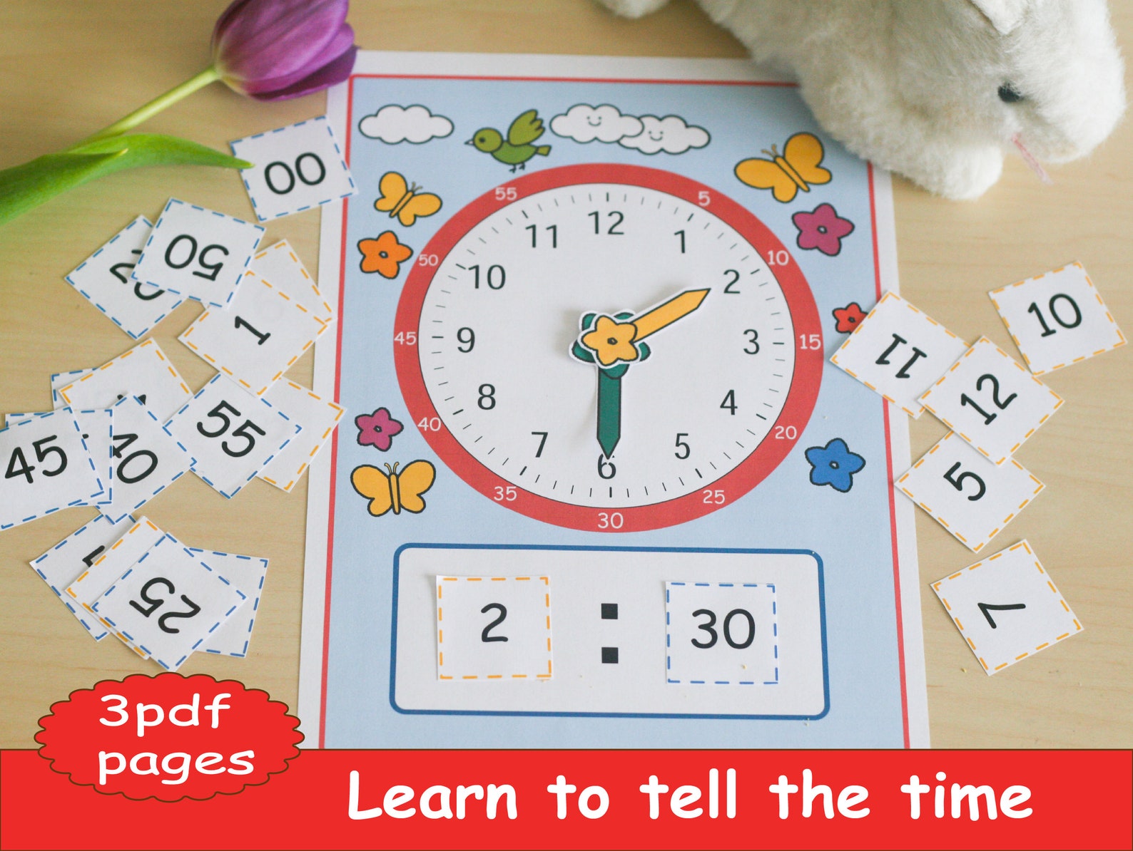 Printable Homeschooling Clock, Learn to Tell the Time, Homeschool ...