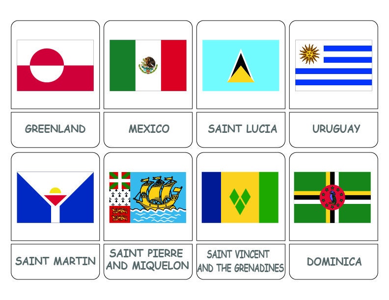 Digital Flash Card Flags of Countries of the Americas 3 Parts Cards ...