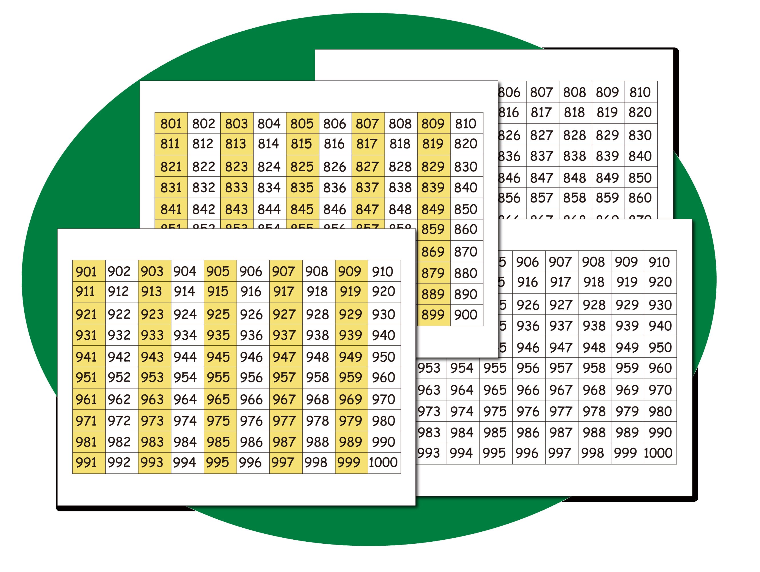 Count to 1000 Charts,10 Printable Number Charts, Numbers 1-1000 Wall ...