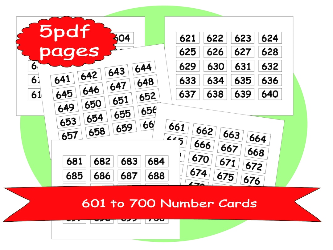 Numbers 601-700 Flash Cards,worksheets, Math Digital Download, Number Cards PDF, Homeschool . - Etsy