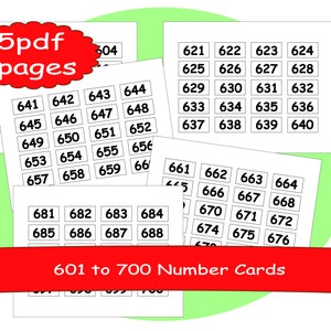Numbers 601-700 Flash Cards,worksheets, Math Digital Download, Number ...