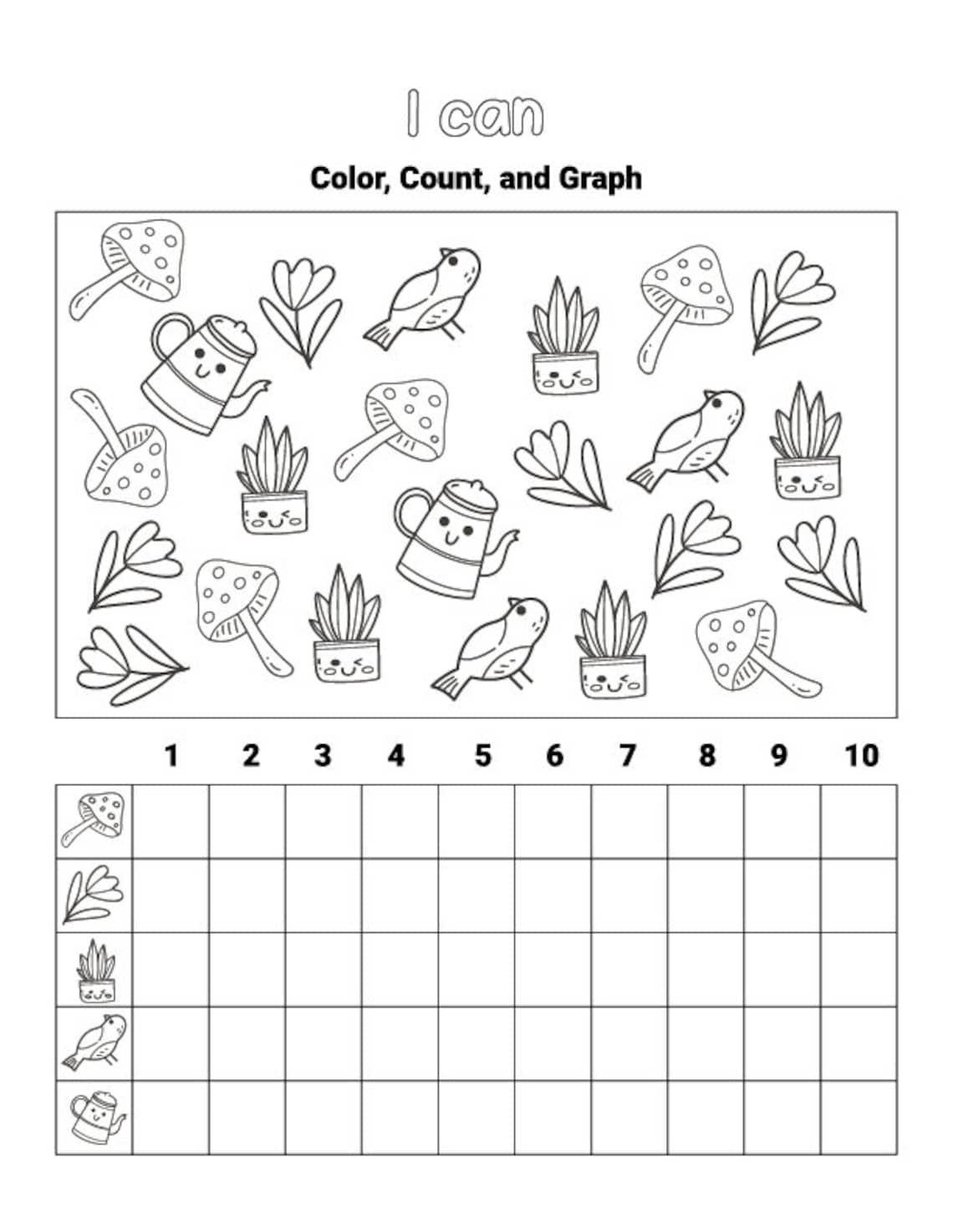 Color Count Preschool Printable Graphing Worksheets. Preschool Math ...