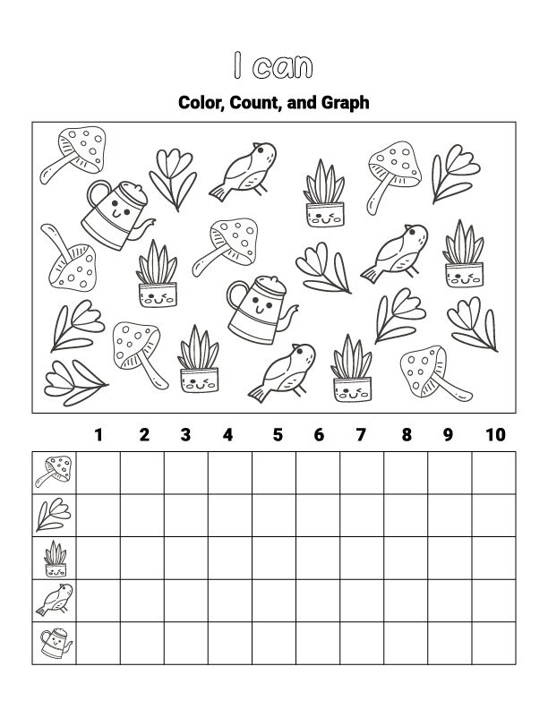 Color Count Preschool Printable Graphing Worksheets. Preschool Math ...