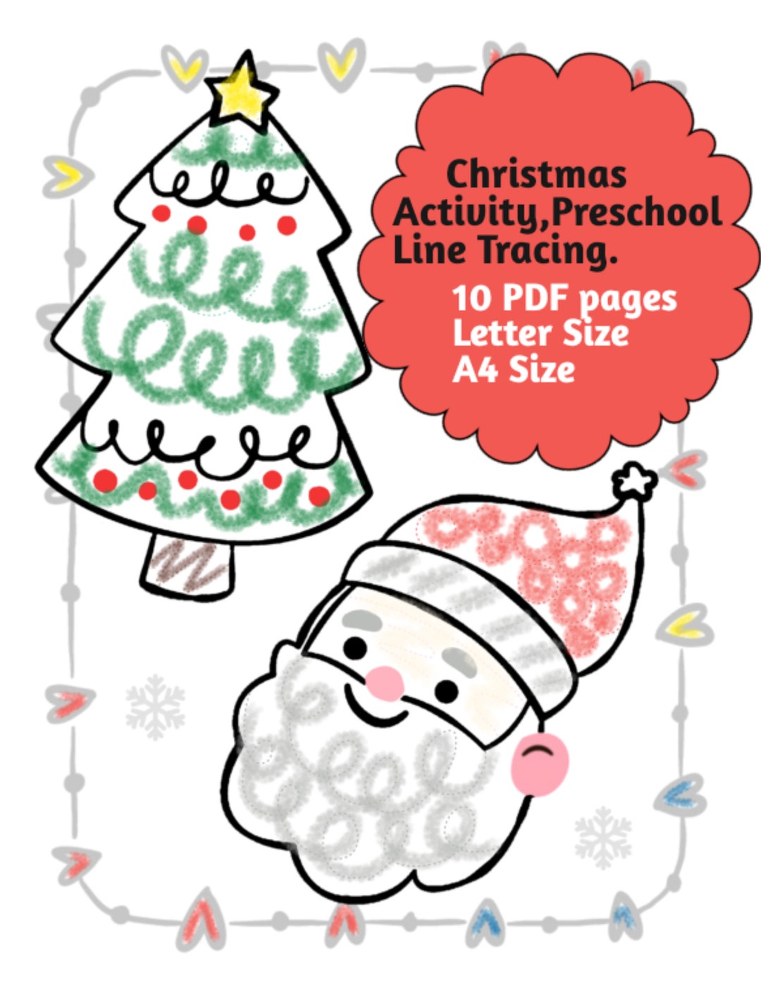 Line Tracing Printable Christmas Activity for Kids,preschool Line ...
