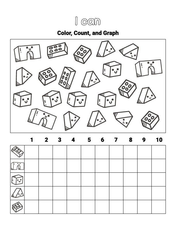 Color Count Preschool Printable Graphing Worksheets. Preschool Math ...