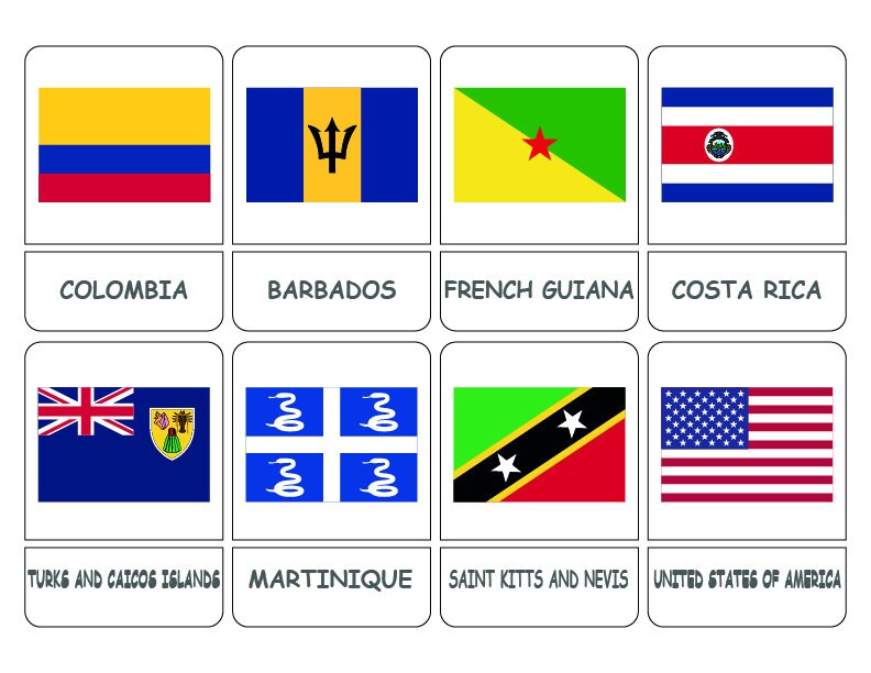 Digital Flash Card Flags of Countries of the Americas 3 Parts Cards ...