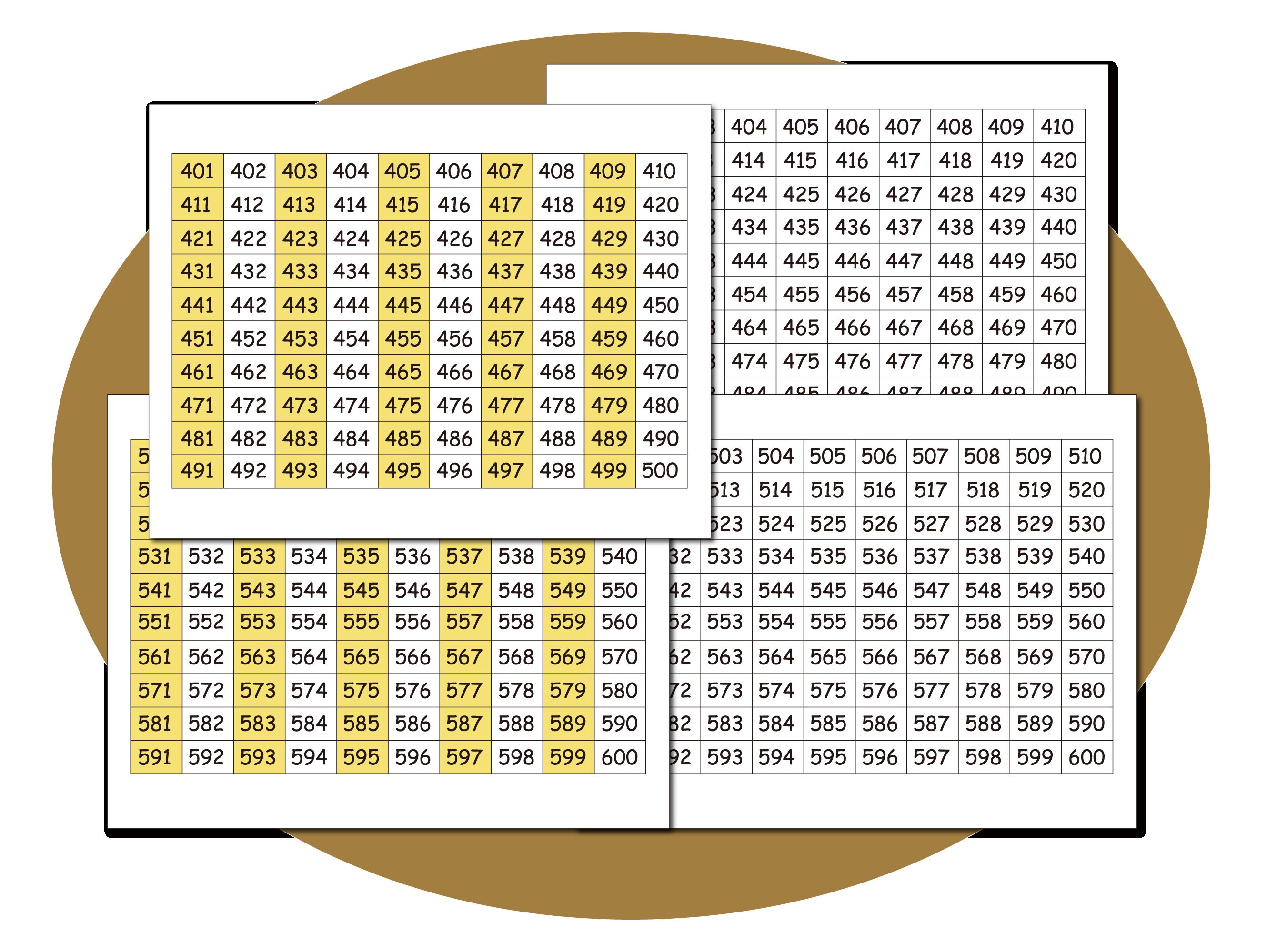 Count to 1000 Charts,10 Printable Number Charts, Numbers 1-1000 Wall ...