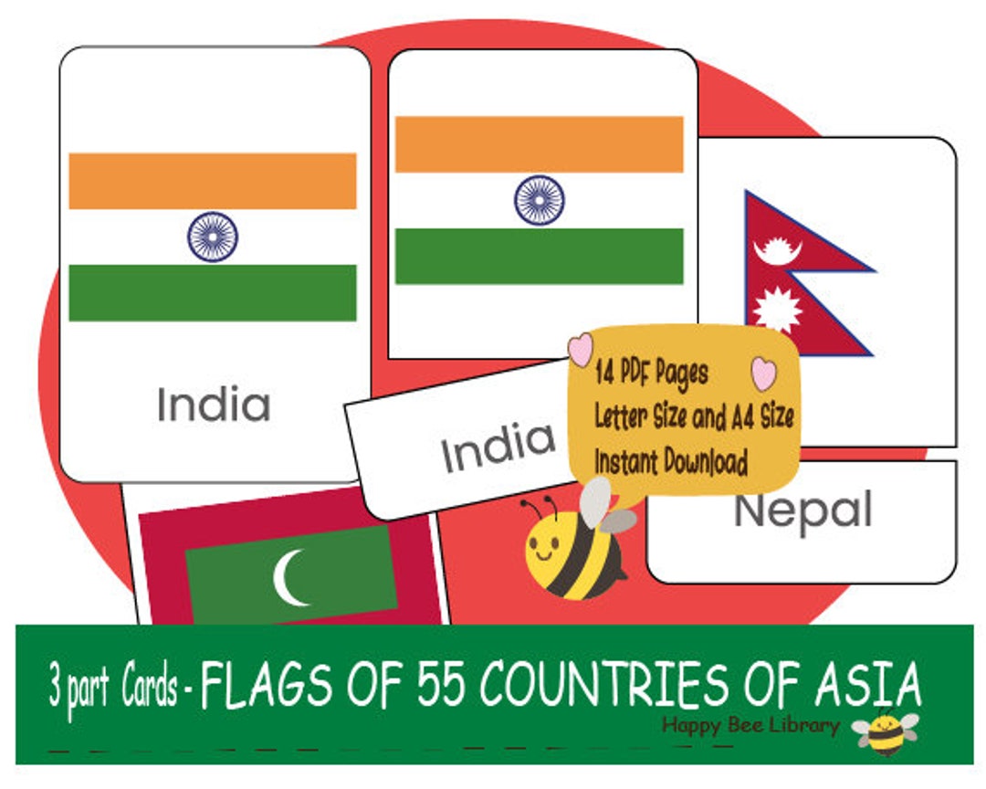 Pritable Flags of Countries of Asia Flag Digital Download World Nations ...