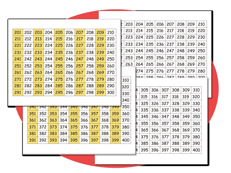 Count to 1000 Charts,10 Printable Number Charts, Numbers 1-1000 Wall ...