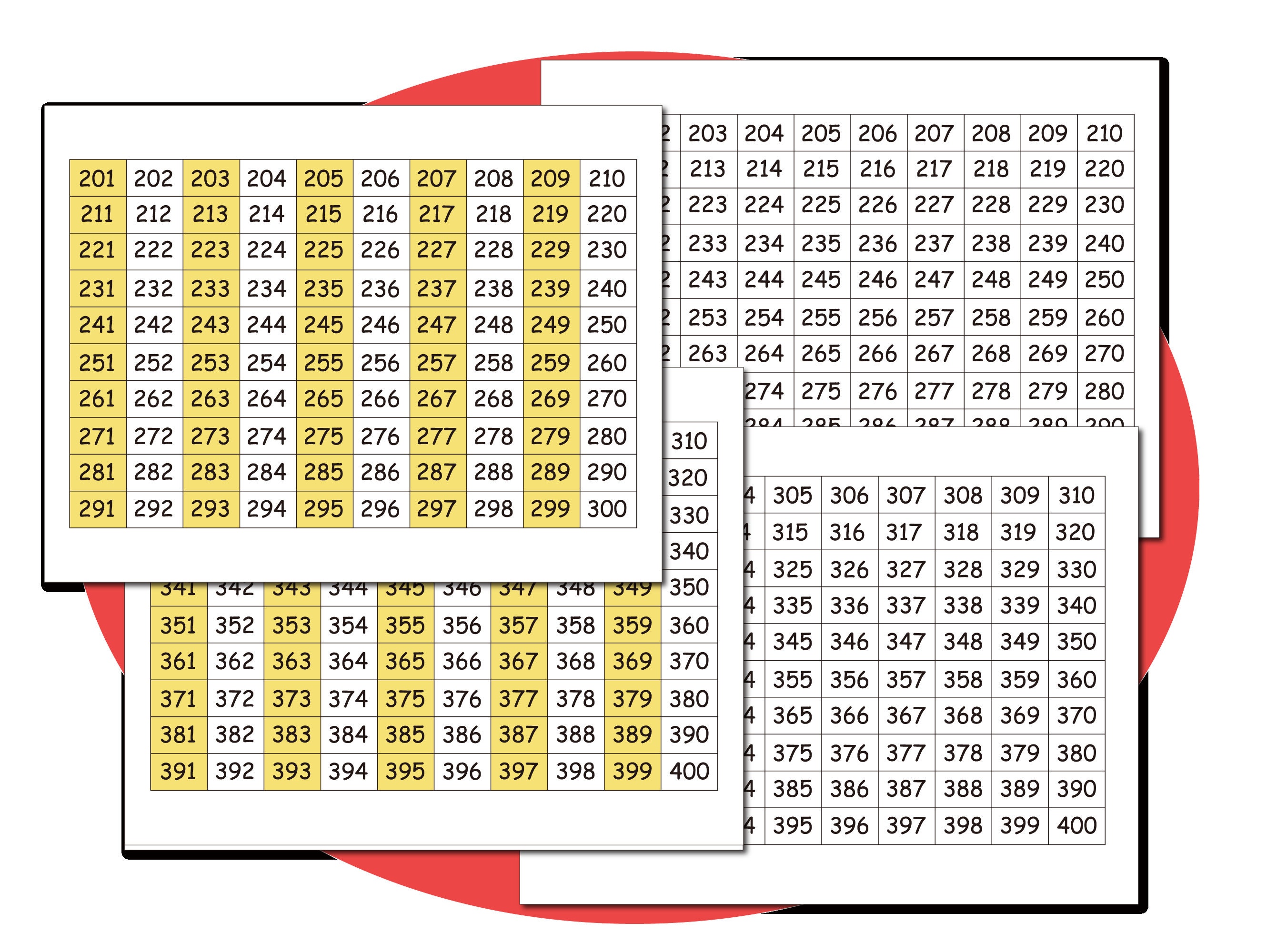 Count to 1000 Charts,10 Printable Number Charts, Numbers 1-1000 Wall ...